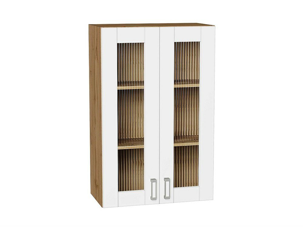 VVT Шкаф верхний с 2-мя остекленными дверцами Лофт Дуб Вотан, White Silk, 920, 600