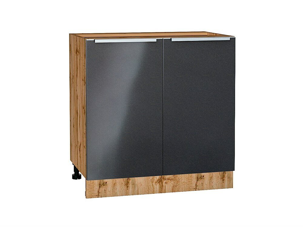 VVT Шкаф нижний с 2-мя дверцами Фьюжн Дуб Вотан, Anthracite, 800 В*Ш*Г 816*800*480, фасад МДФ Anthracite, корпус Дуб Вотан Anthracite