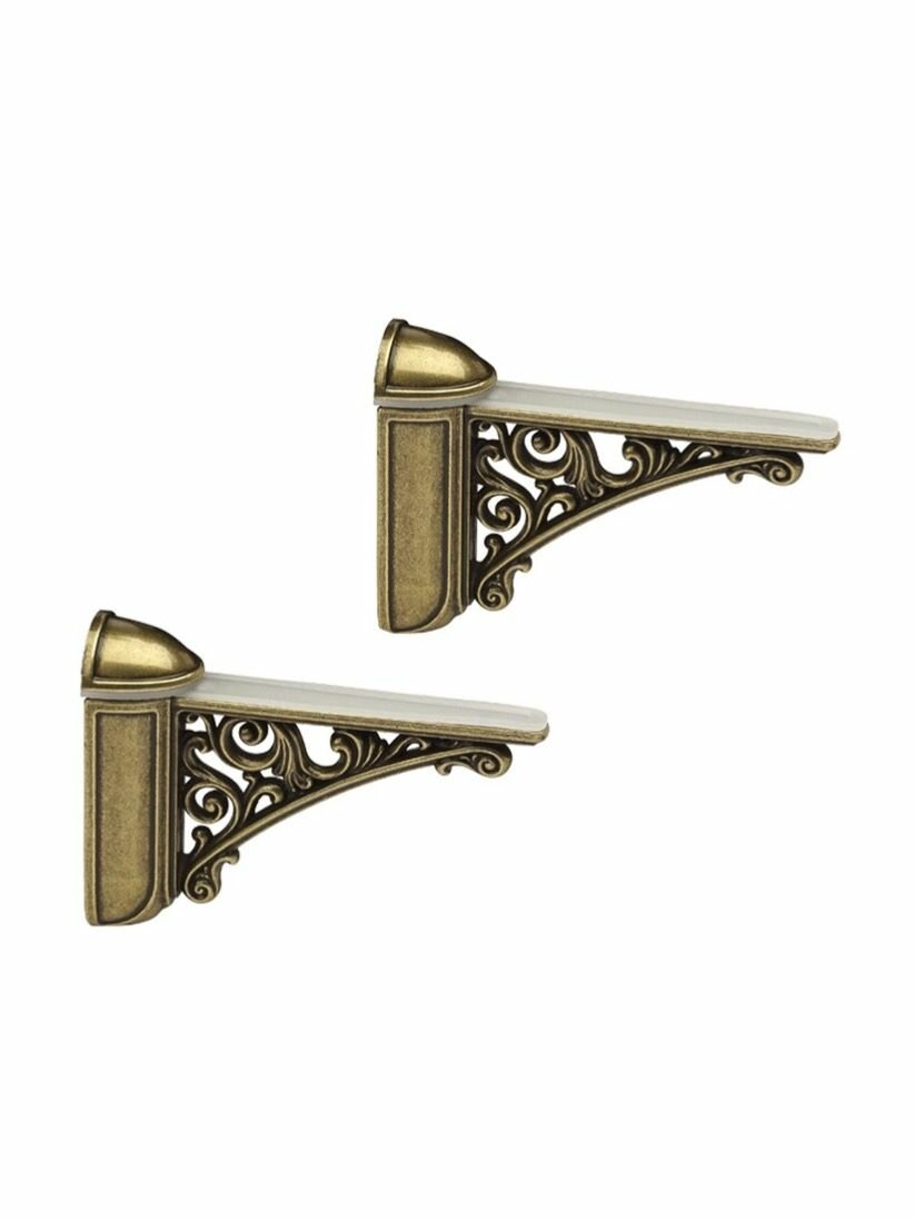 Кронштейн / полкодержатель 125 х 77 мм для стеклянных и деревянных полок 6-40 мм античная бронза (комплект 2 шт.)