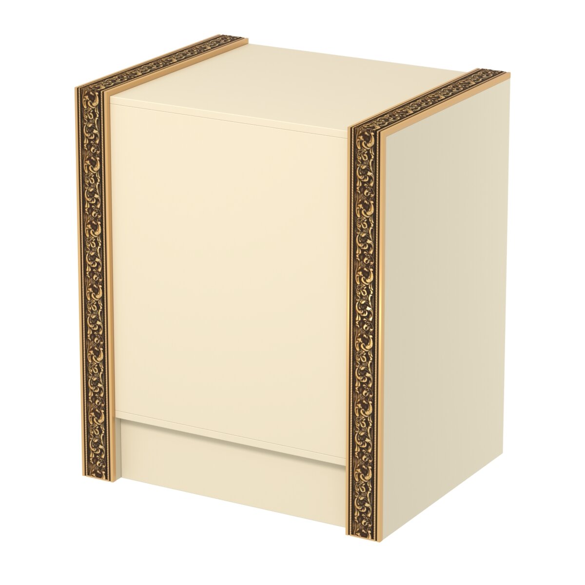 Недорогой прилавок полностью глухой с декоративными молдингами №ПДМ-5-600, Крем Вайс