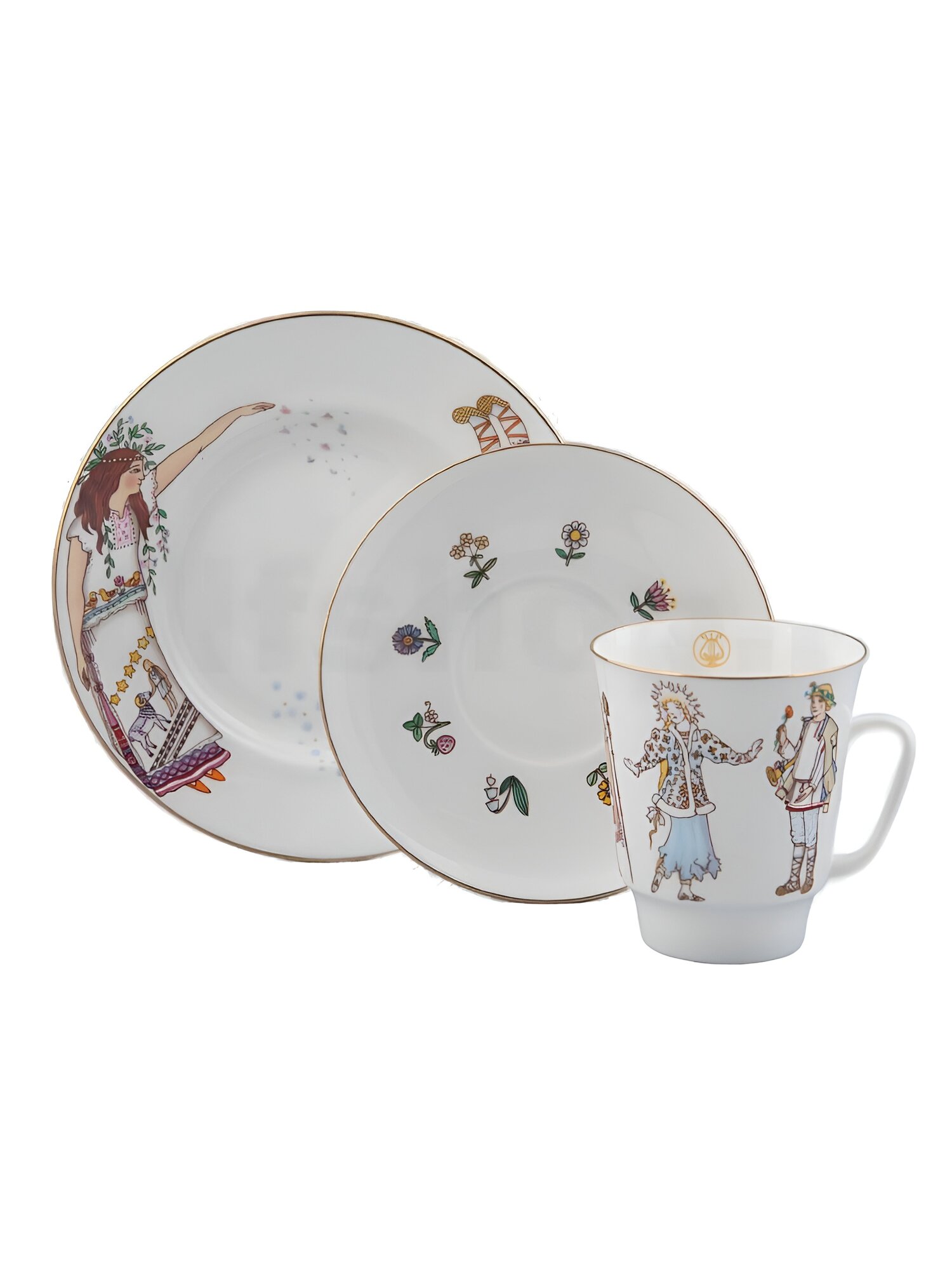 Набор кофейный из трех предметов Имперраторский фарфоровый завод Опера "Снегурочка"