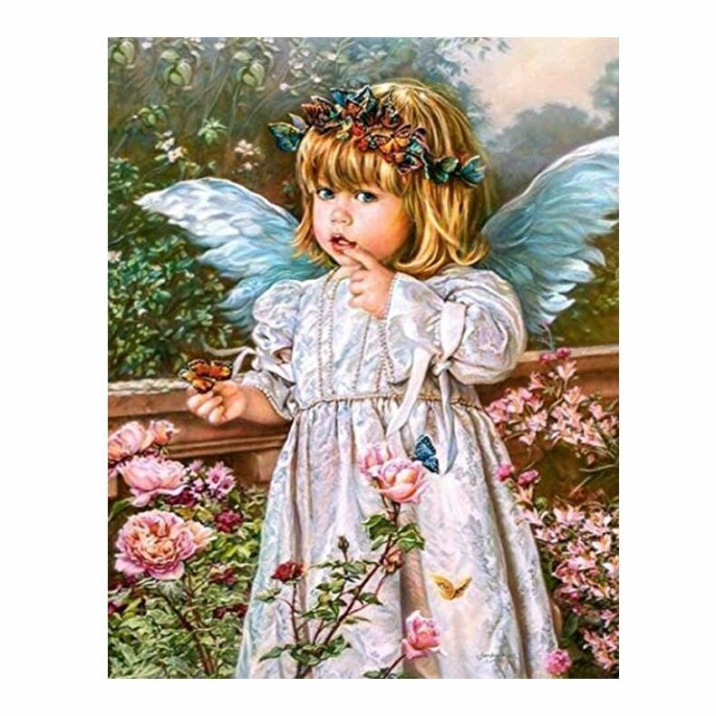 Вышивка крестом набор 40х50 см Маленькая девочка-ангел