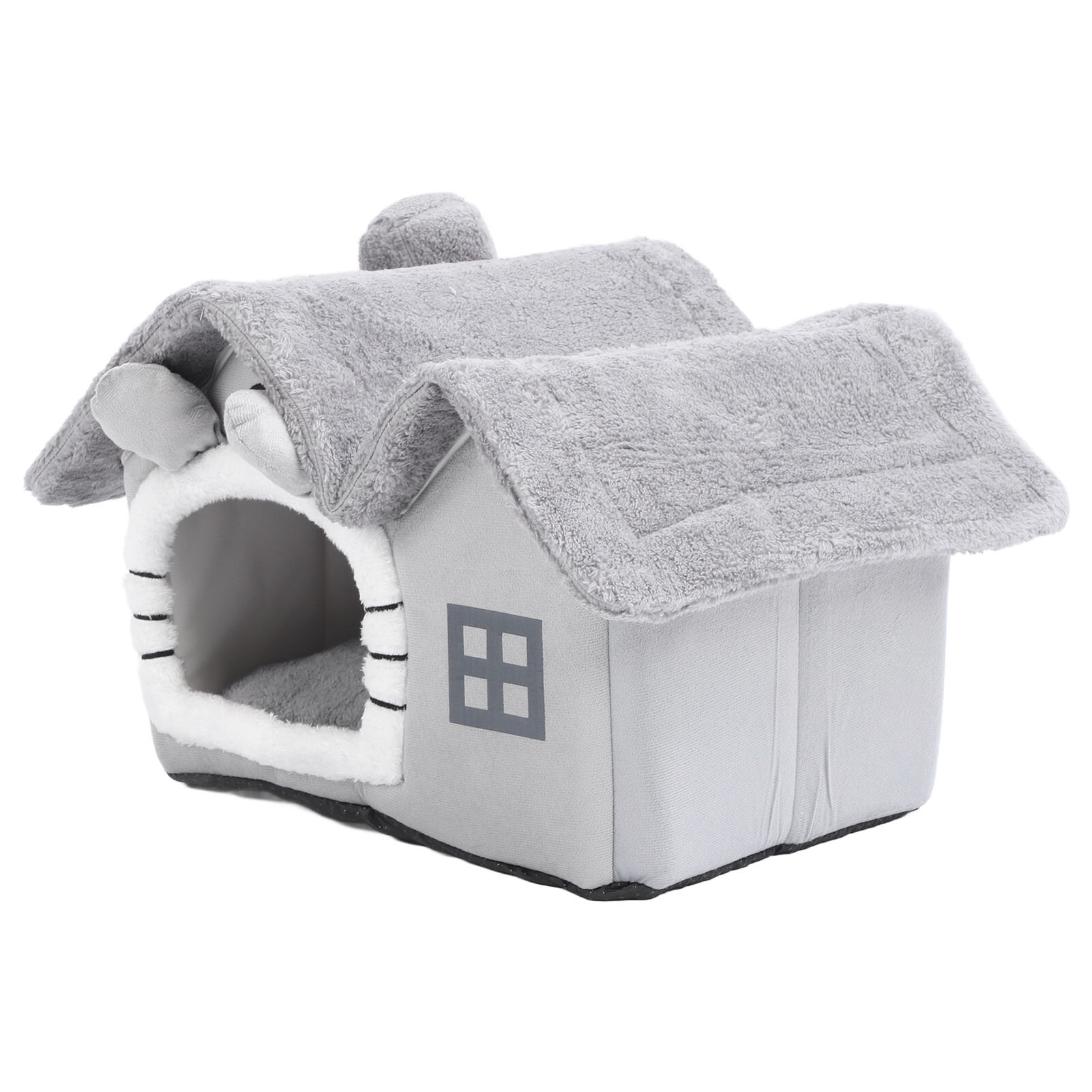 Кошачий домик, милая складная съемная губка из мягкой ткани, дышащая большая кровать для кошек, пещера для внутреннего пола, спальни S (домашние животные весом до 7,7 фунтов)