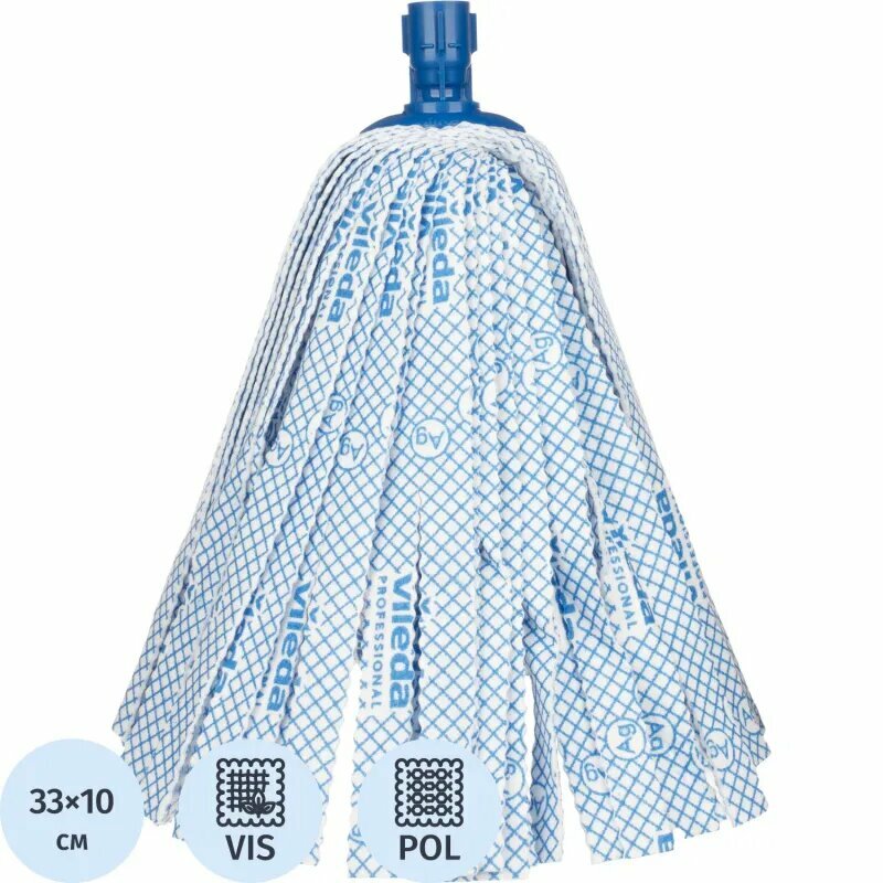 Насадка МОП Vileda Professional Супермоп антибак 33см 125гр бел/син 137908 1552127 167850