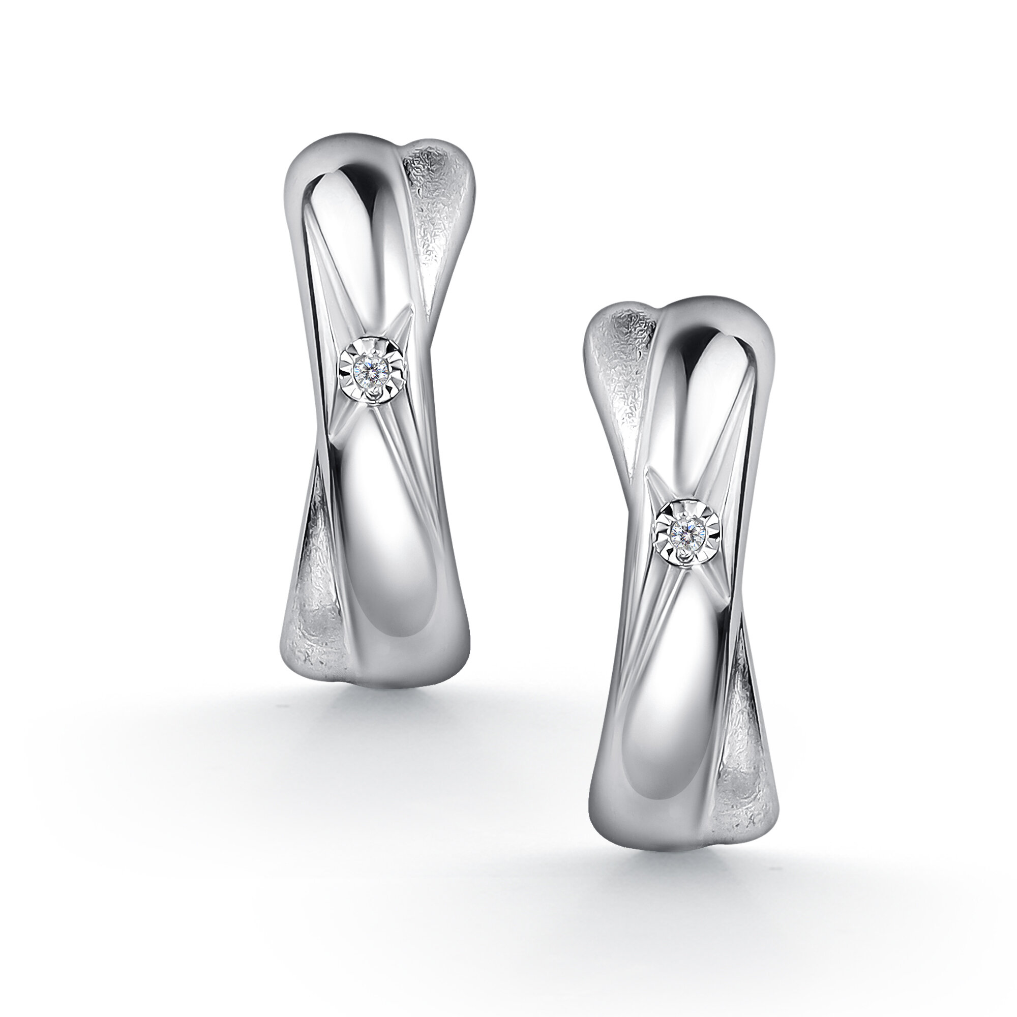 Серьги, серебро, 925 проба, родирование, бриллиант