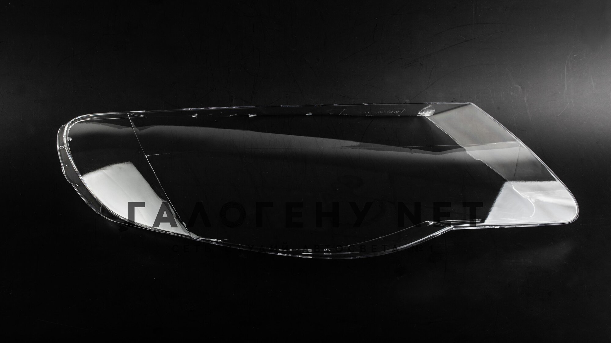 Стекло фары для Volkswagen Touareg 1 Рестайлинг (2007-2010), правое, поликарбонат