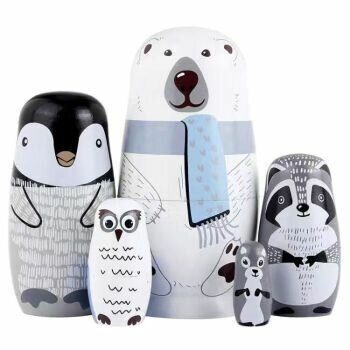 Матрёшка "Большой белый медведь" дружба Китай-Россия