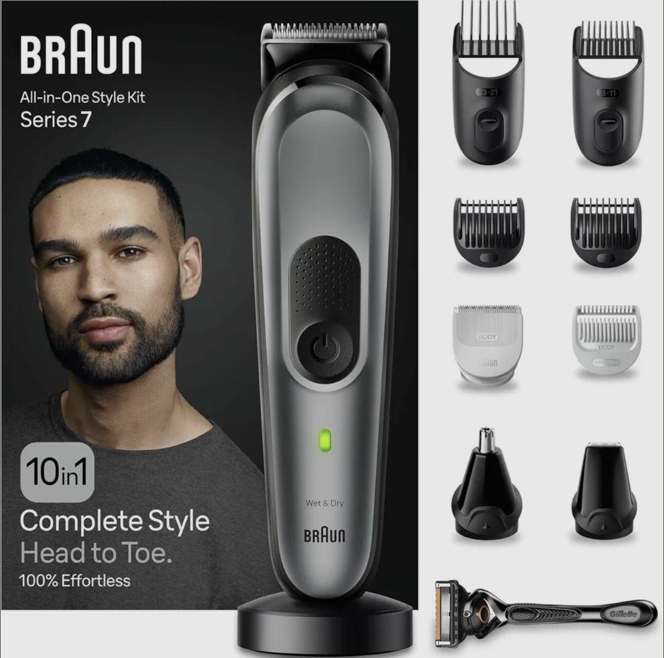 Триммер для волос Braun BRAUN MGK7420 Series 7, черный, серебристый -jua