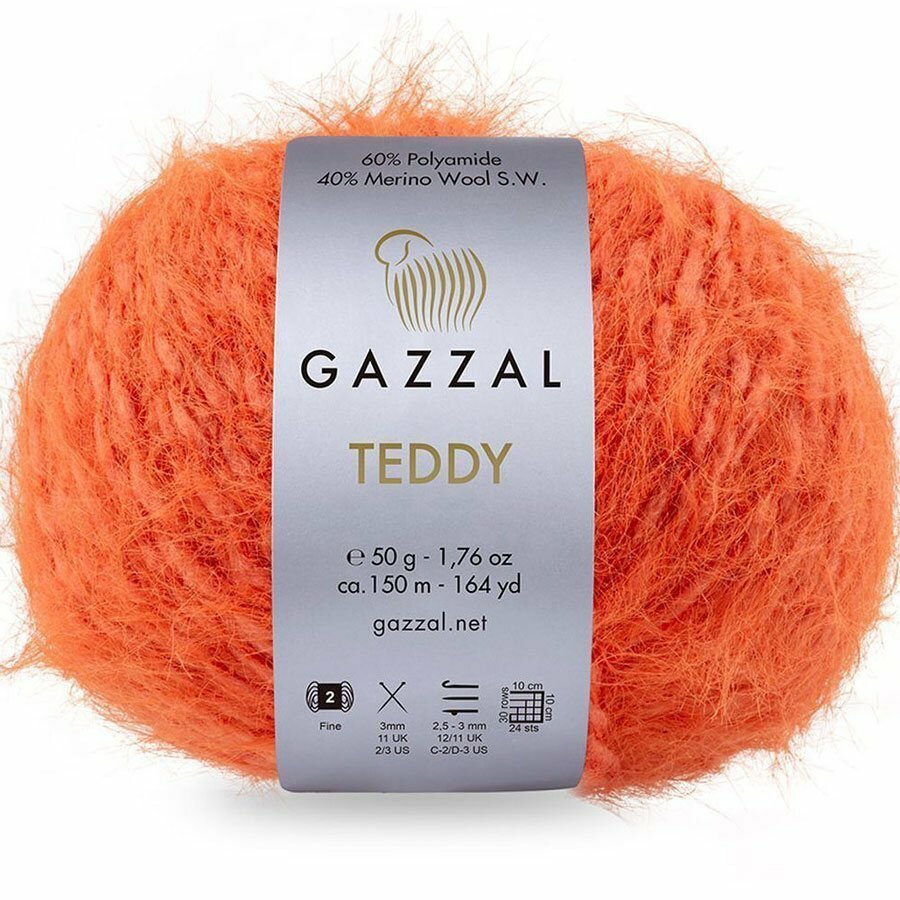 Пряжа Gazzal TEDDY 6545 оранжевый (5 мотков)