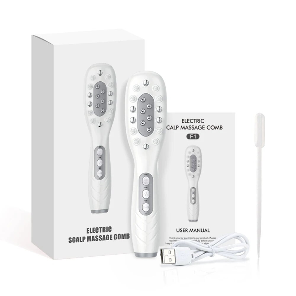 Электрическая массажная расческа EMS, синий, красный, фиолетовый, светотерапия, вибрационная щетка для роста волос, щетка для кожи головы, аппликатор жидкого масла против выпадения волос