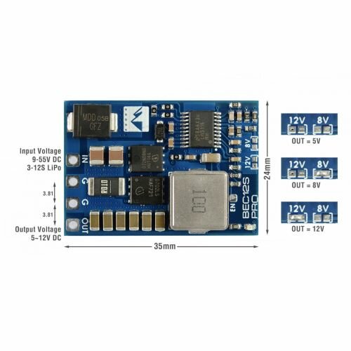 Контроллер Matek BEC 12S Pro 5/8/12V 5A/9A peak
