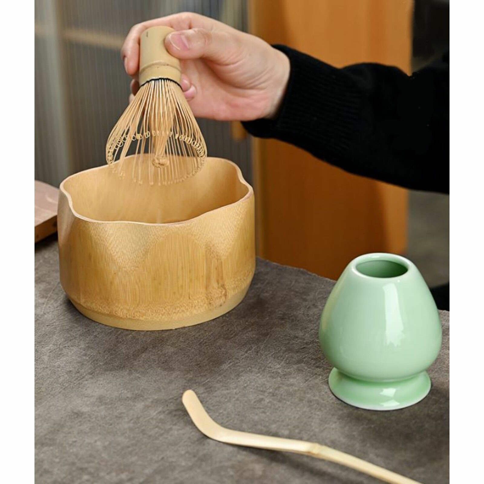 Набор для приготовления Матча чая 4 в 1: венчик Часен, подставка, ложка Тясаку, чаша Тяван