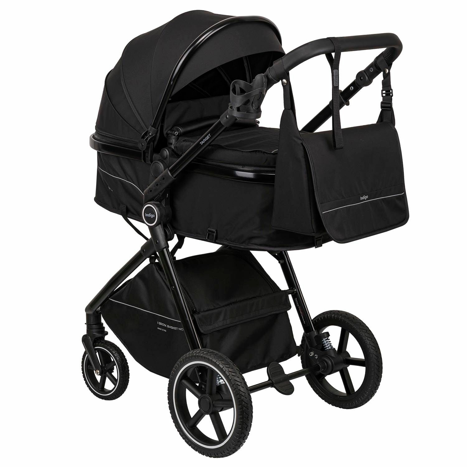 Коляска-трансформер Indigo TARGET 3в1 Black (черный) Легкая и удобная