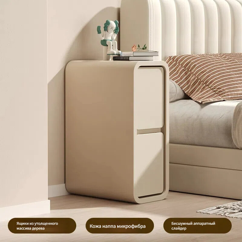 Тумба прикроватная "Элегантная русская классика", 2 ящика, дуб белый/дуб серый, 20x40x50 см