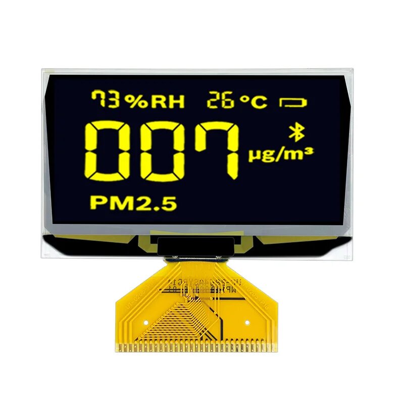 OLED дисплей 128x64 PM2.5, 26°C, 73%RH, Yellow