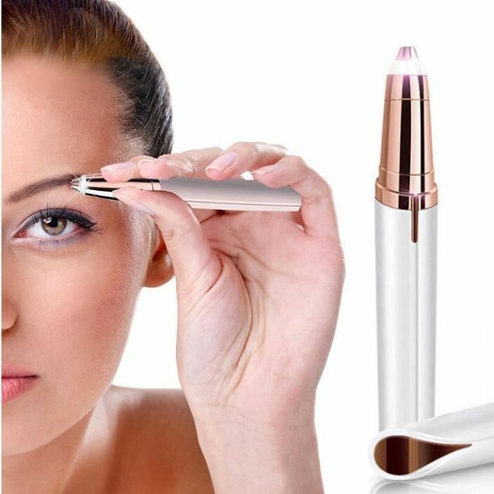 Триммер для бровей. Женский электрический триммер для бровей белый. Безболезненное удаление волос на лице.