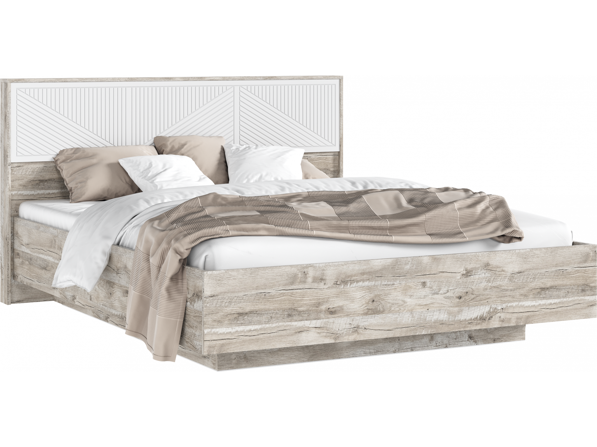 Кровать парящая 1,6м (ортопед металл), Браш Вайт/Дуб Юкон, Дуб Юкон