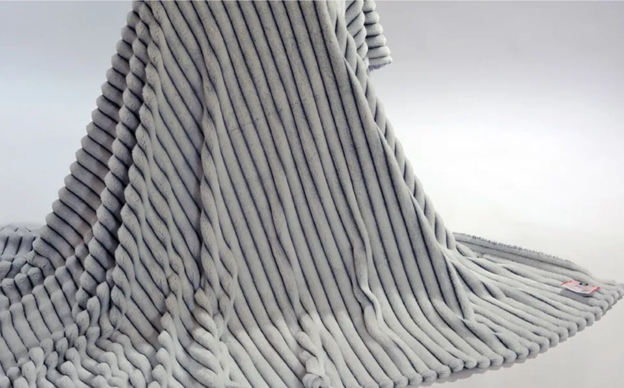 Плед "Уют" Велсофт 1,5 спальный 150х200 см , высокий ворс от Валетекс бело-серый