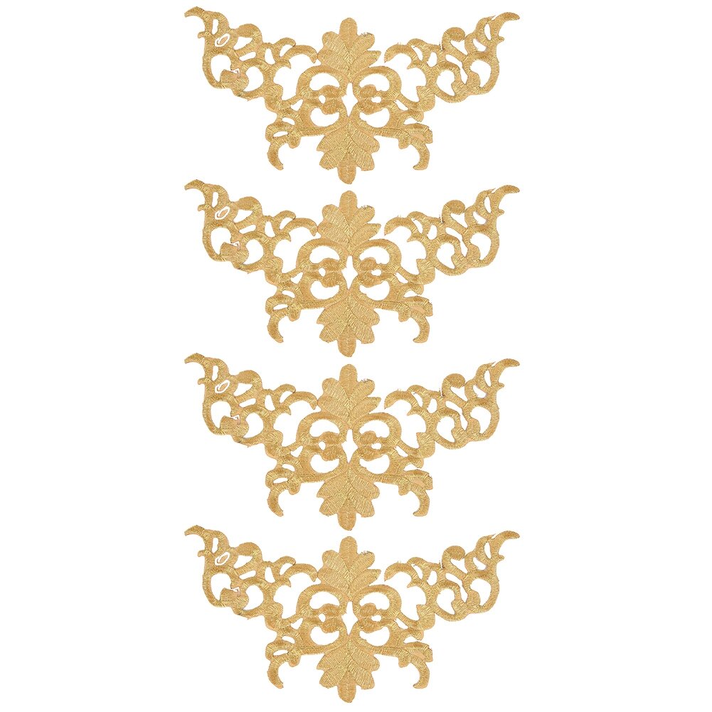 4PCS Embroidered Patch Sewing Cloth Sticker DIY Applique Craft Decoration Clothing AccessoriesPagoda Shape Gold
