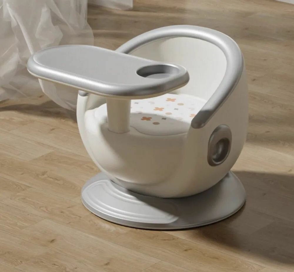 Детское кресло, для кормления, с подлокотниками, серый, 36x26x34 см