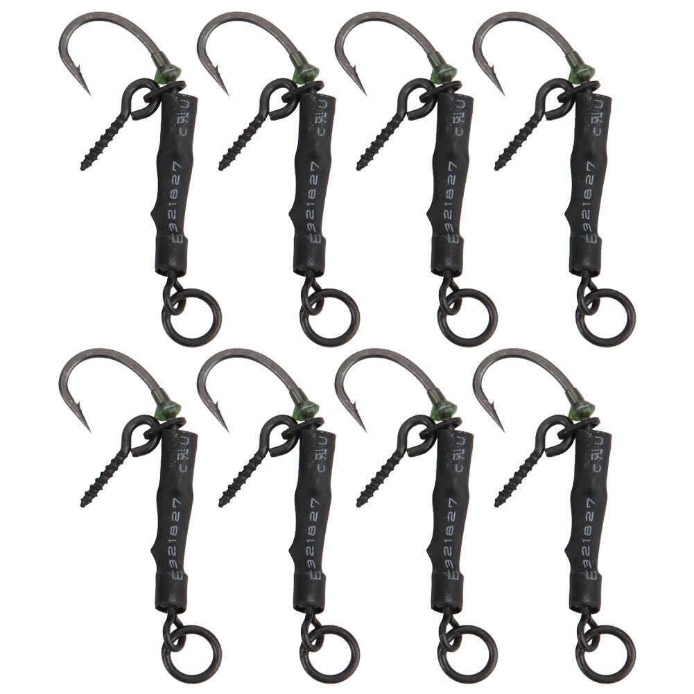 8 шт. вертлюгов Ronnie Rigs с зазубринами для карповой рыбалки, аксессуары для рыболовного набора, черный, 8 шт. с зазубринами.
