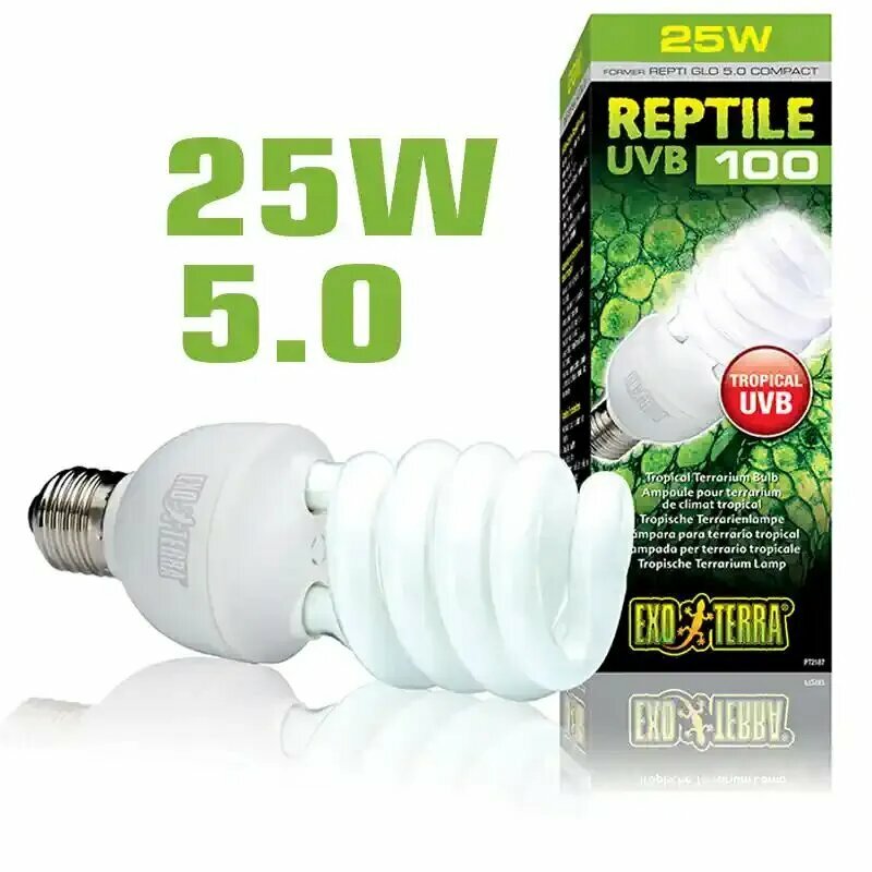 Лампа с УФ для тропических террариумов - Exo-Terra Reptile UVB100 - 25 Вт
