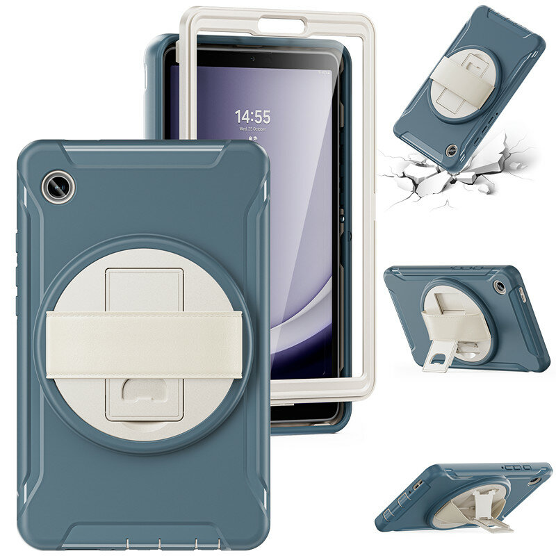 Чехол для Samsung Galaxy Tab A9 / Самсунг Галакси Таб А9 8.7", глянцевая поверхность, металл, пластик, защита камеры, ударопрочный, Samsung, Samsung Galaxy Tab A9, чехол-кардиомонитор, dark blue