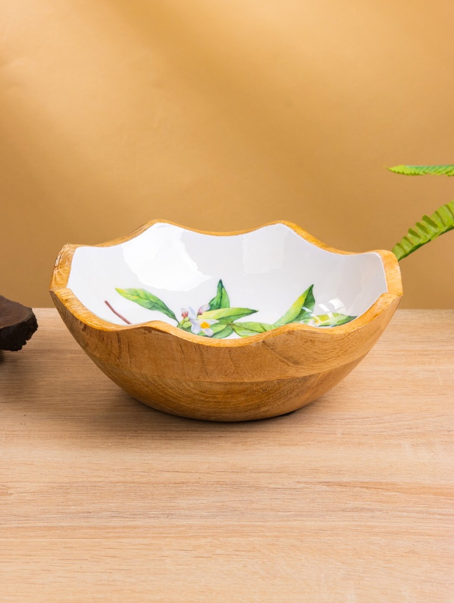 Салатник Сима-ленд «Лимоны», дерево манго, ручная работа, 20 см