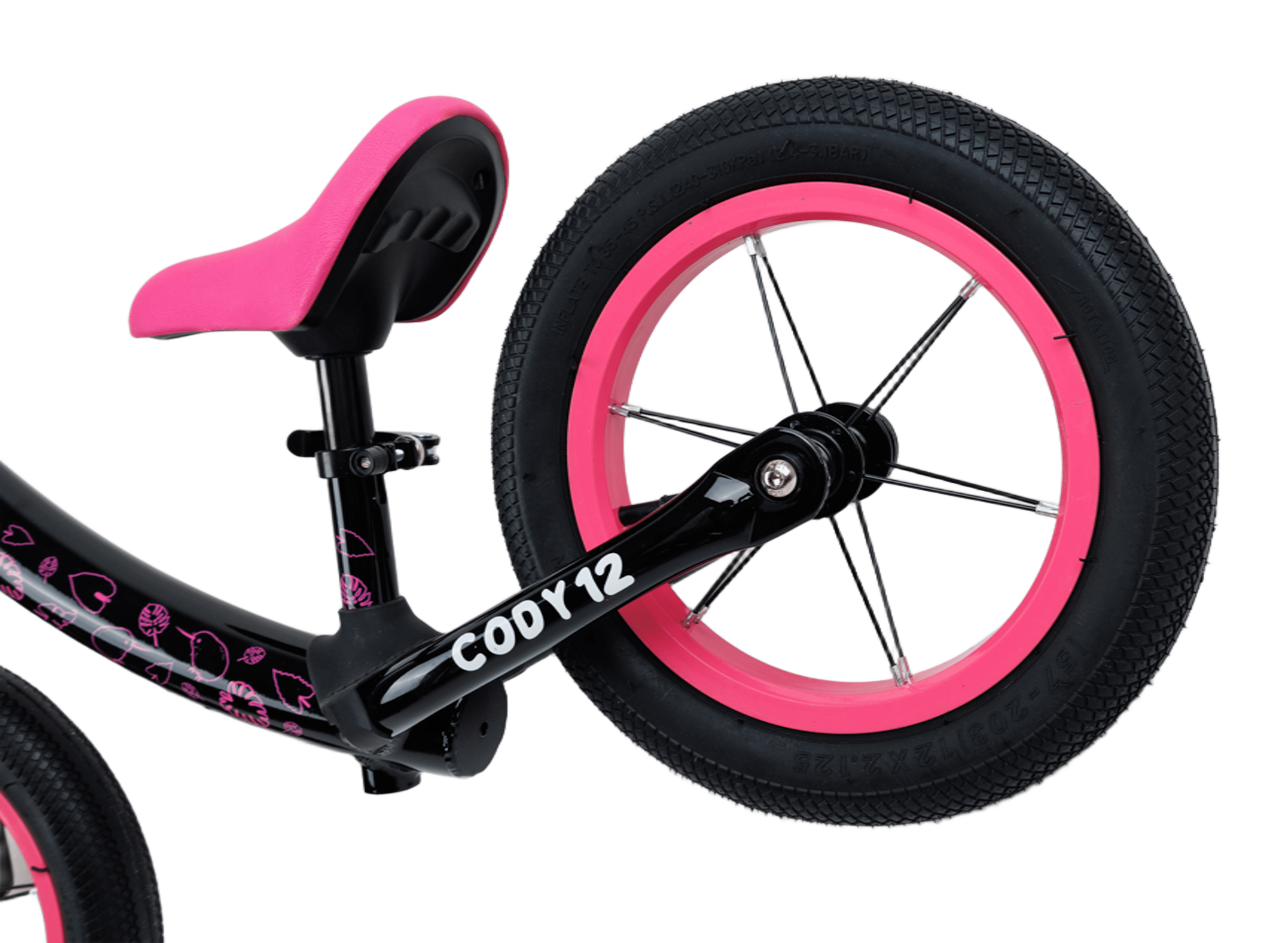 Беговел для детей Tech Team "Cody", от 70 до 120 см - Black/Pink — фото 1