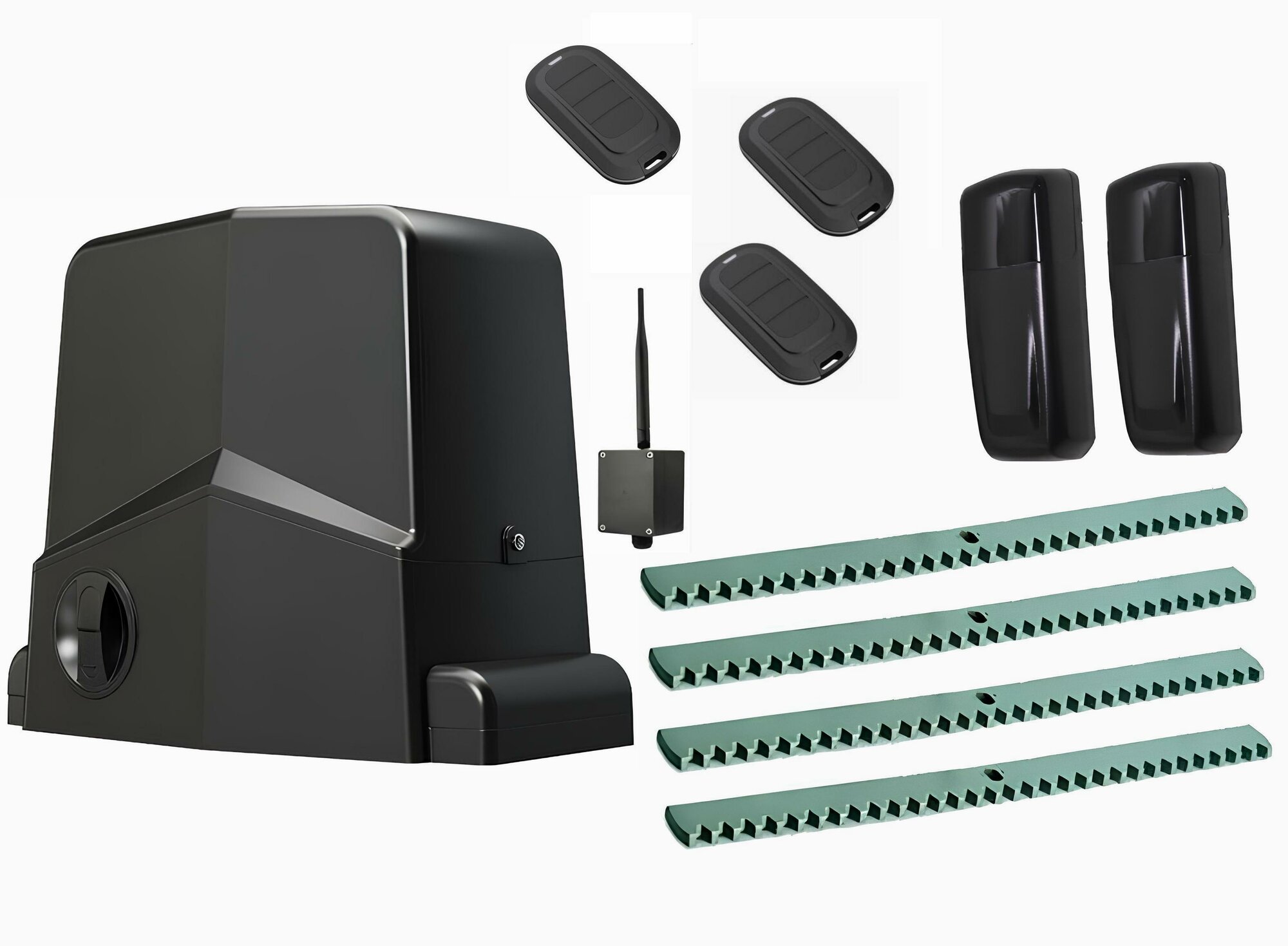 Автоматика для откатных ворот ARW-1000MKIT F4-BT-Т3, комплект: привод, фотоэлементы, 3 пульта, 4 рейки, Bluetooth-модуль