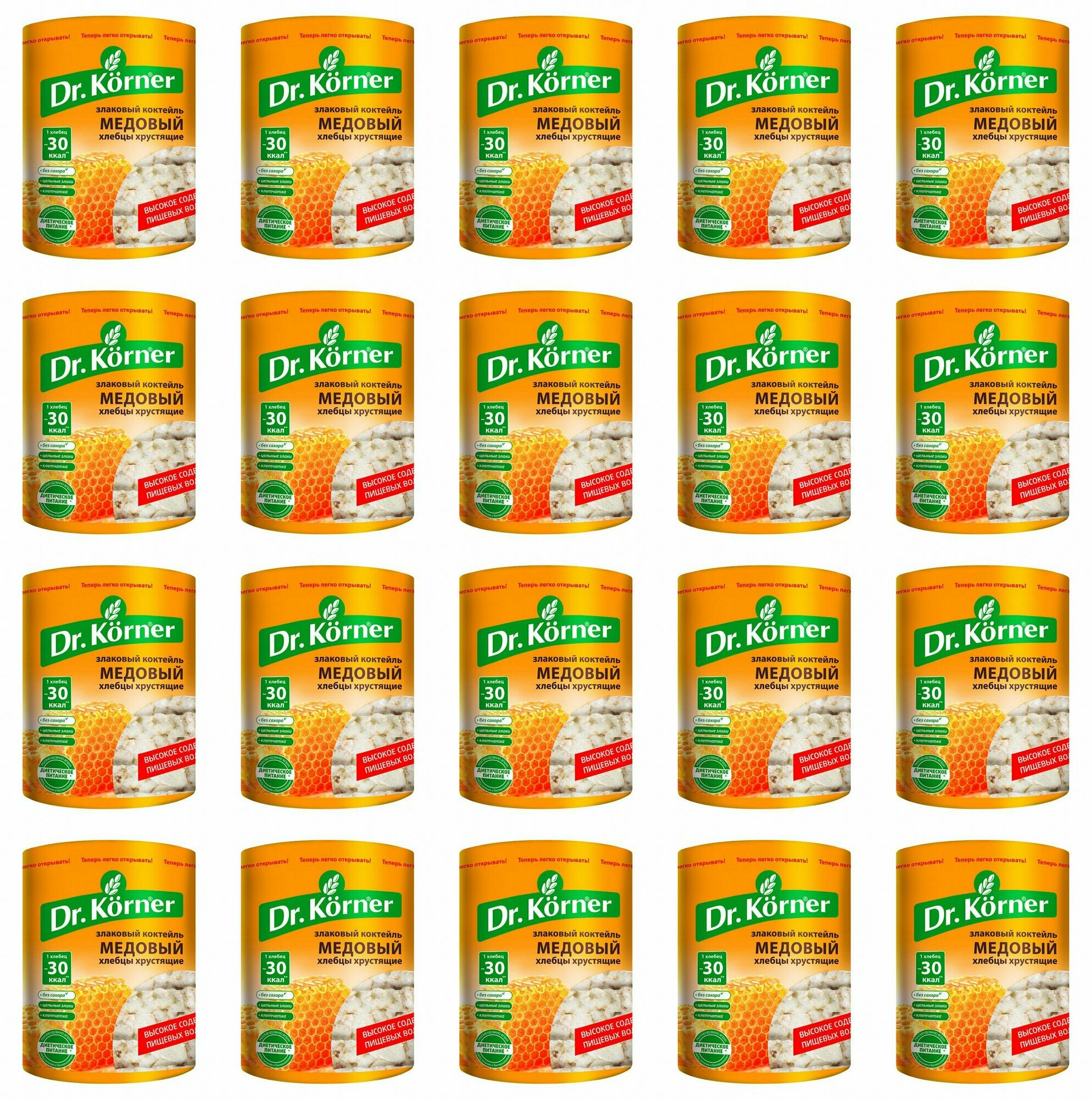 Dr. Korner Хлебцы Злаковый медовый коктейль, 100 г, 20 уп в коробке