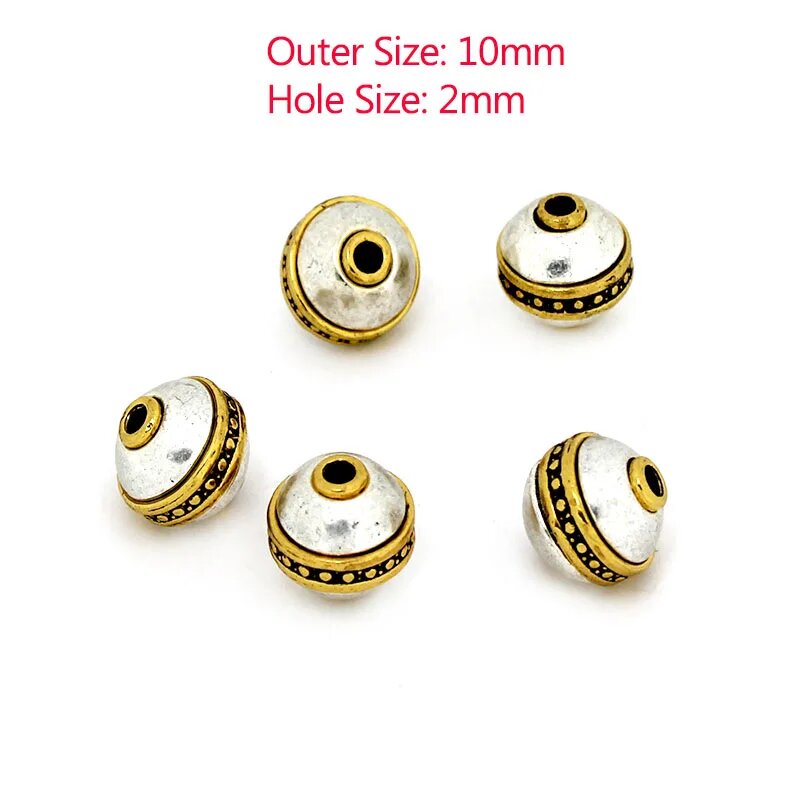 5 шт./лот антикварные тибетские серебряные узор свободные бусины подвески из сплава с большим отверстием бусины-разделители для браслета DIY фурнитура для изготовления ювелирных изделий