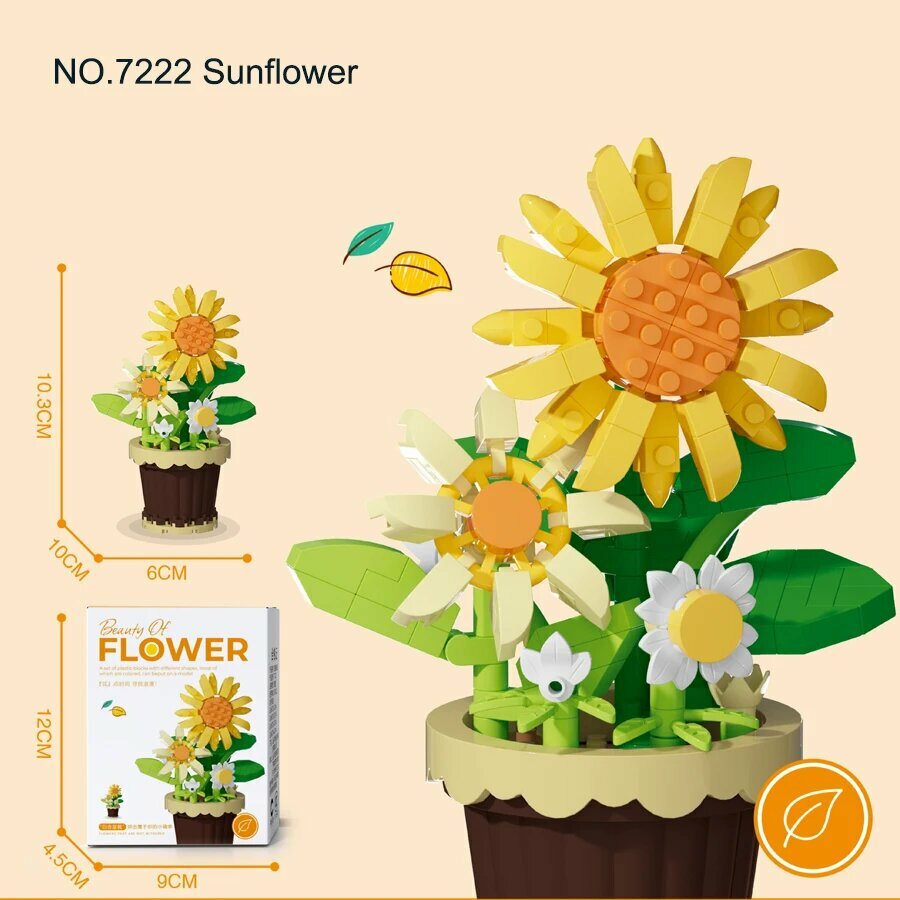 MINISO Подсолнух 7222, желтый, строительные блоки