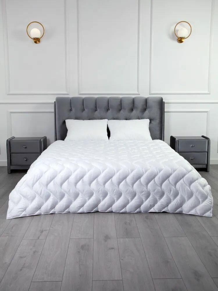 Одеяло 1.5 Спальное Для Сна На Кровати И Диване. Большое Мягкое Теплое. Зимнее Всесезонное. Домой, В Квартиру, На Дачу Для Детей И Взрослых. Лебяжий Пух. Белый 140x200 См