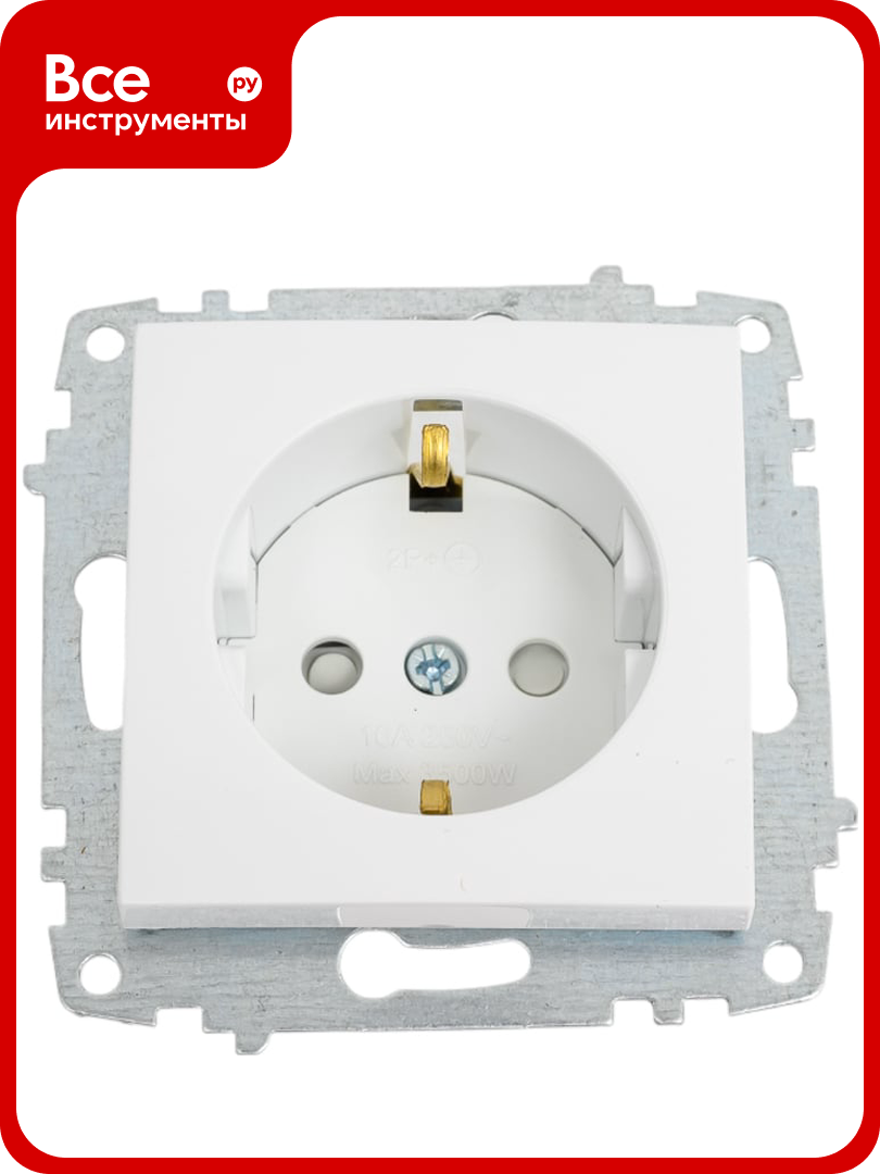 Розетка с заземлением и защитой от детей Elbi Zena Vega белоснежный M+K 609-015600-243, из механизма