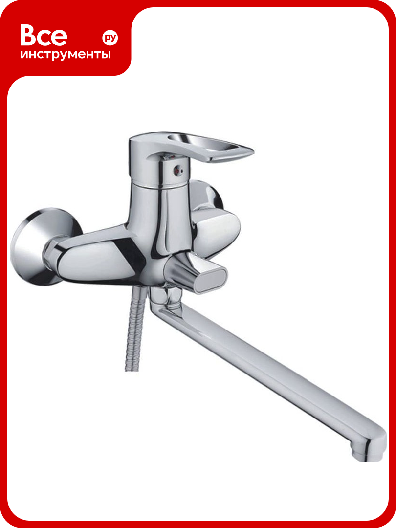 Смеситель для ванны Haiba с длинным изливом и переключателем в корпусе, хром HB2266