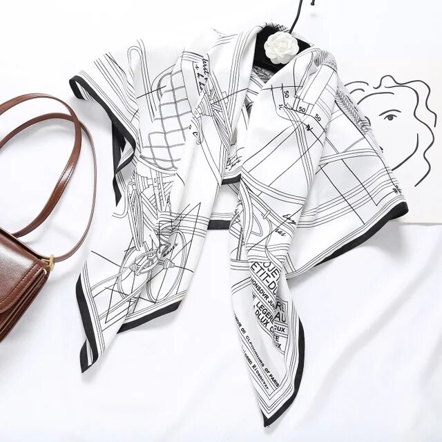 Роскошный брендовый Шелковый квадратный шарф 90*90 см, хиджаб, Женская бандана, мягкие шарфы, шейный платок, Женская регулируемая повязка на голову