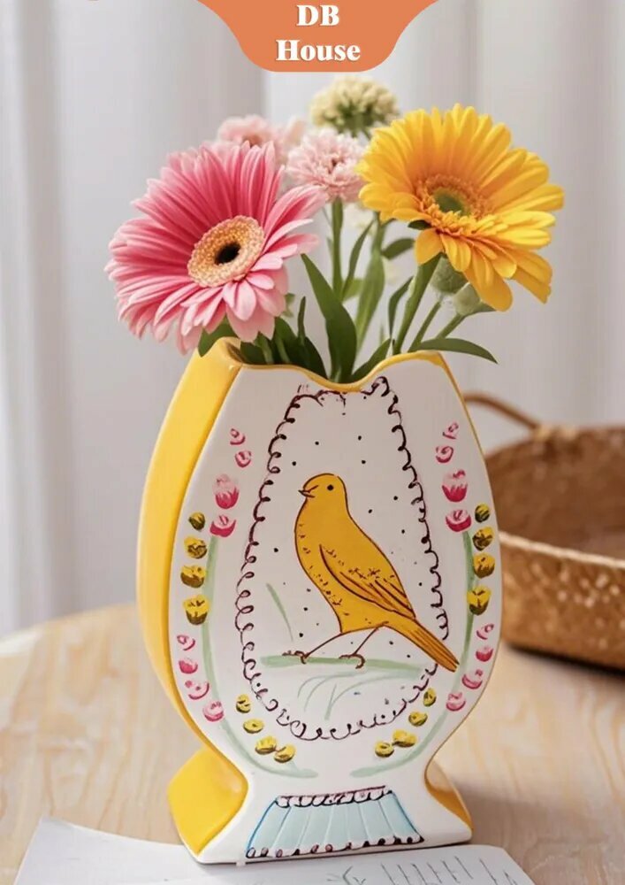 DBHOME Ваза "Соловей и роза", 25 см , Керамика, 1 шт