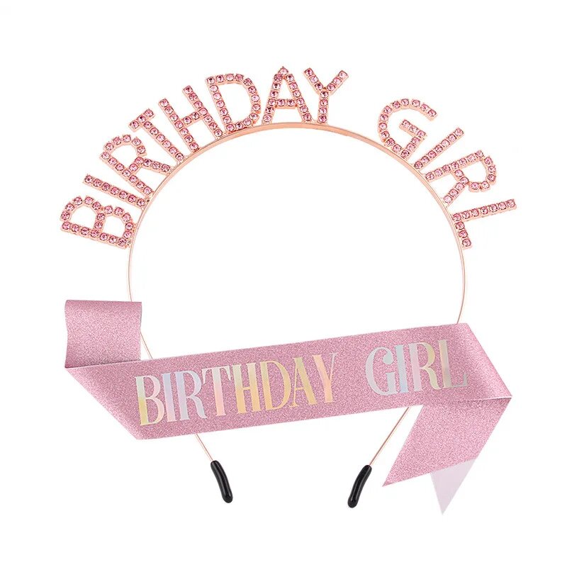 Тиара "Birthday Girl" с лентой, розовый, Цвет: 16