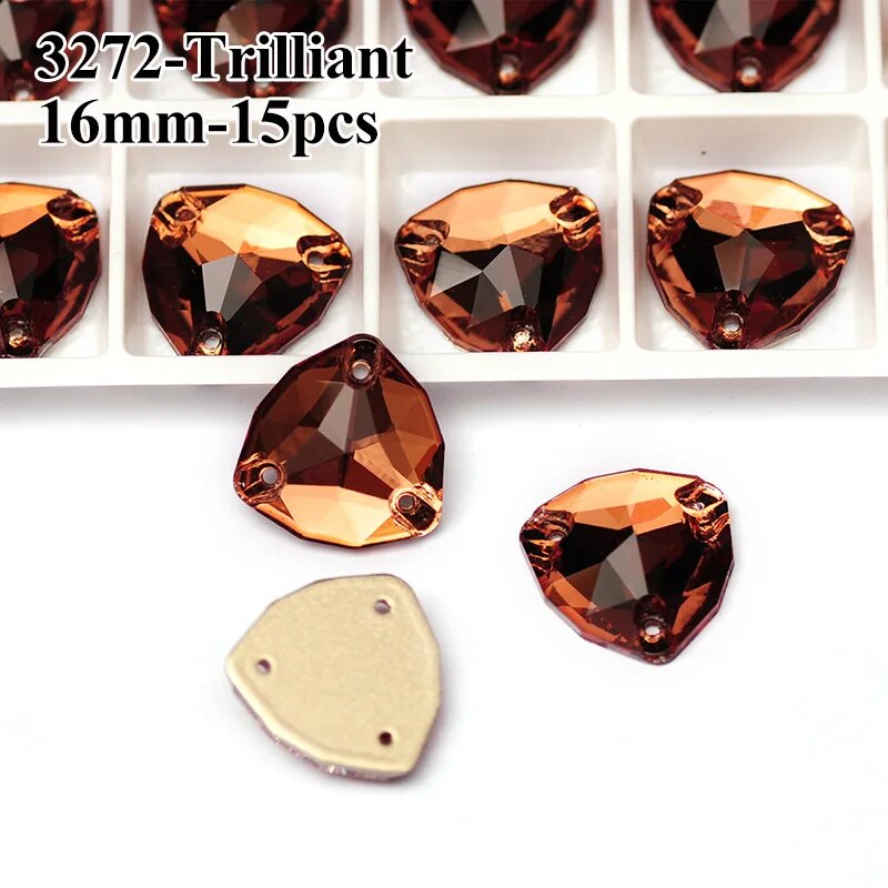 Хрустальные стразы CTPA3bI светлый дымчатый топаз 1440 шт Trilliant 16mm 15pcs