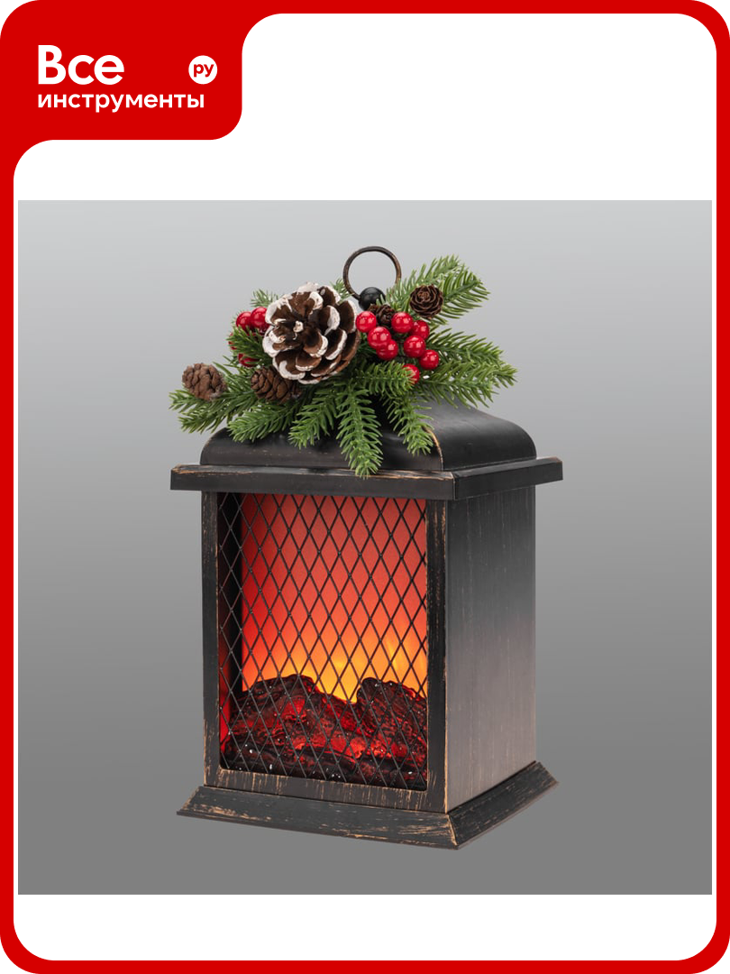 Светодиодный камин Neon-Night Рождество, с эффектом живого огня, 15x14x26 см, батарейки 2хС (не в комплекте) и USB