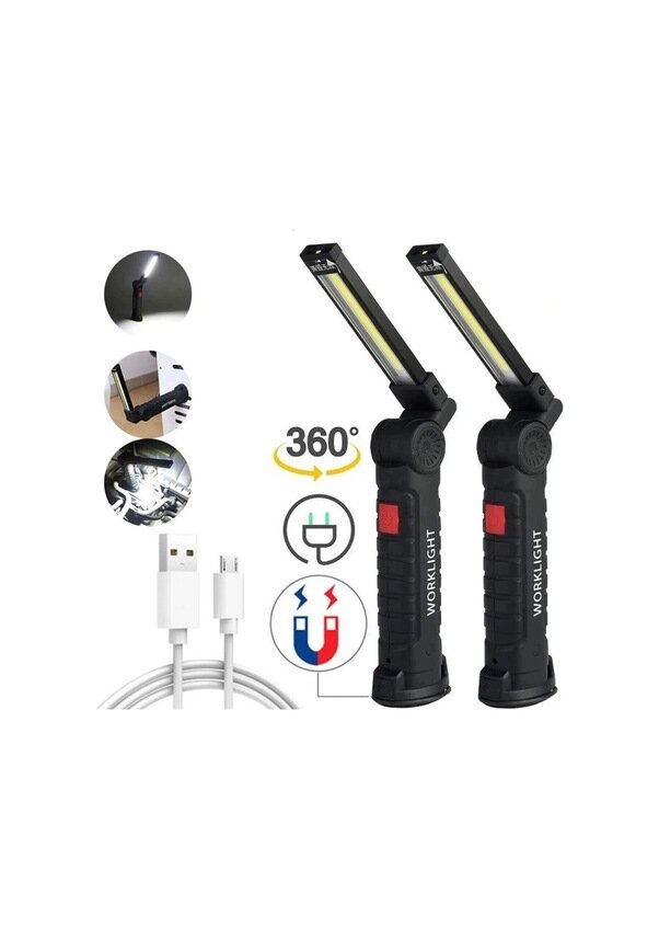 Светодиодный рабочий фонарь с магнитным креплением и зарядкой через USB, вращающийся на 360 градусов — разноцветный для кемпинга, ремонта автомобилей и чрезвычайных ситуаций