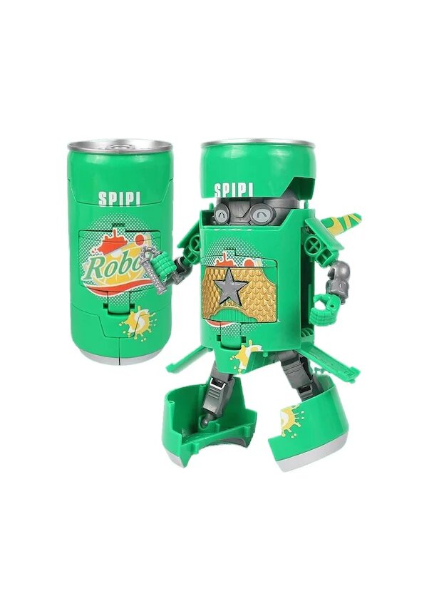 Детская игрушка-трансформер в виде банки с газировкой, кола, зелёный