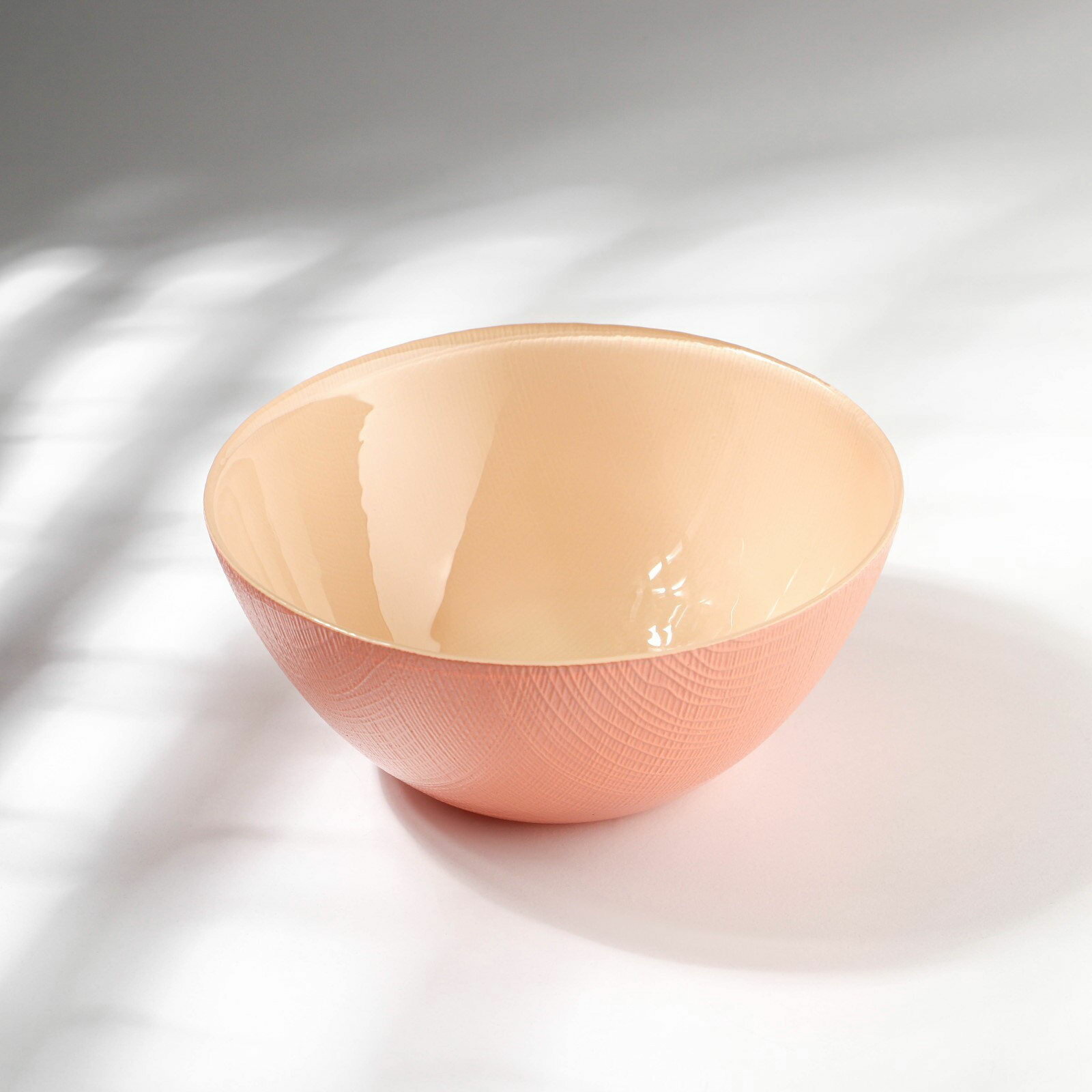 Салатник "Айвори. Кораллы", d=15 см, стекло, бежевый, цвет: оранжевый