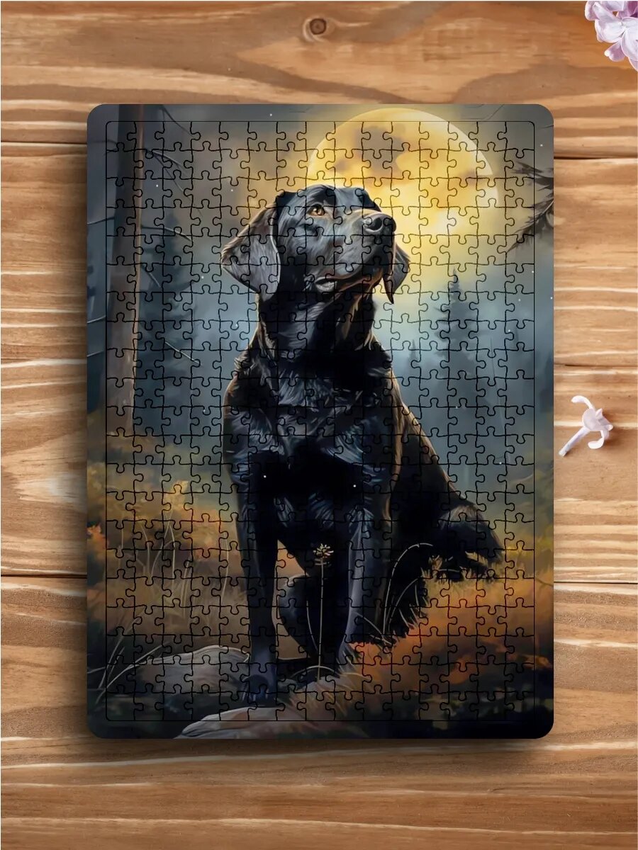 Деревянный пазл в подарок "Лабрадор ретривер черный"