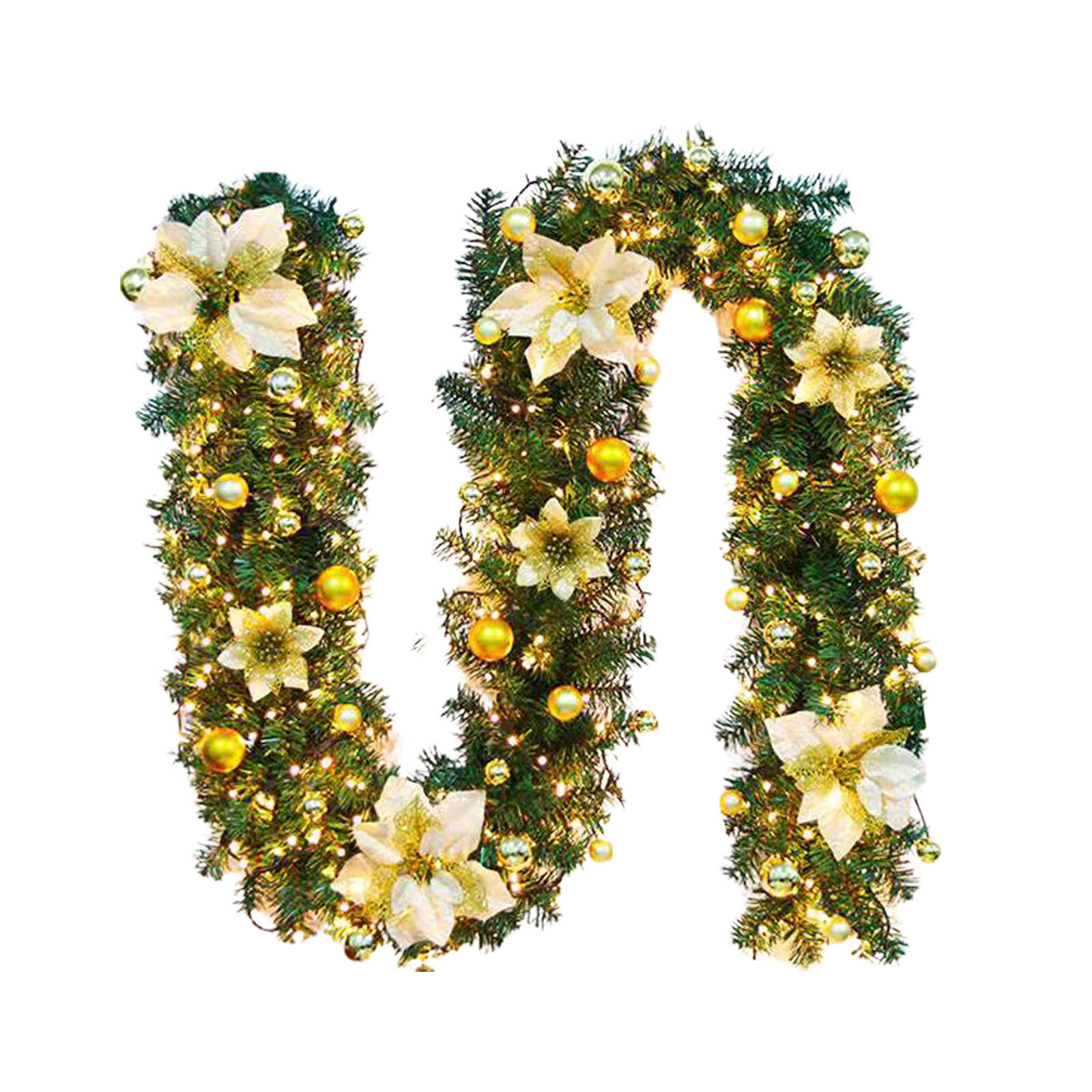 Рождественская гирлянда из ротанга длиной 2,7 м с золотыми украшениями и гирляндами, подвесные украшения для домашней вечеринки и свадьбы