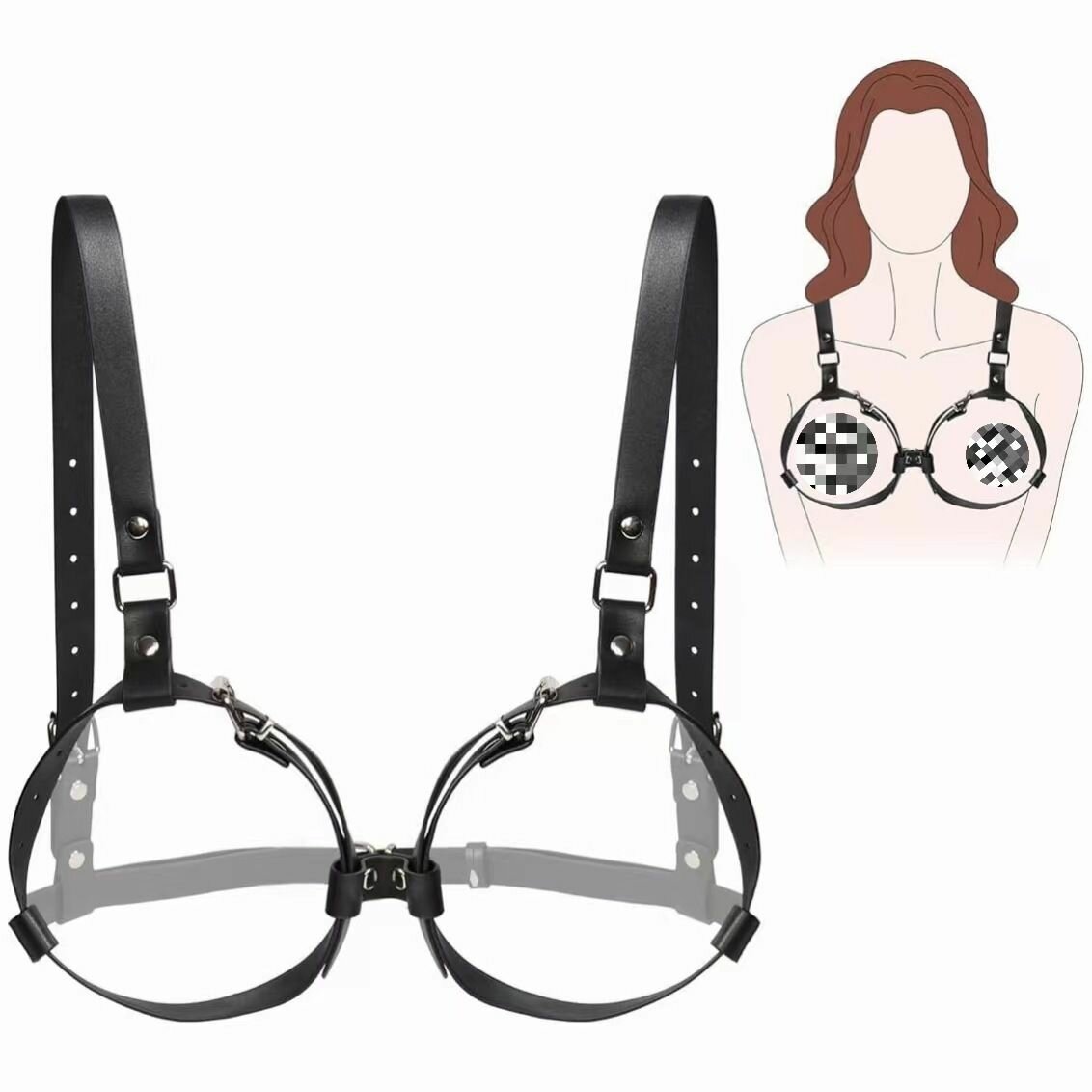 Кожаный нагрудный ремень, связывание груди, сексуальное женское белье, черный