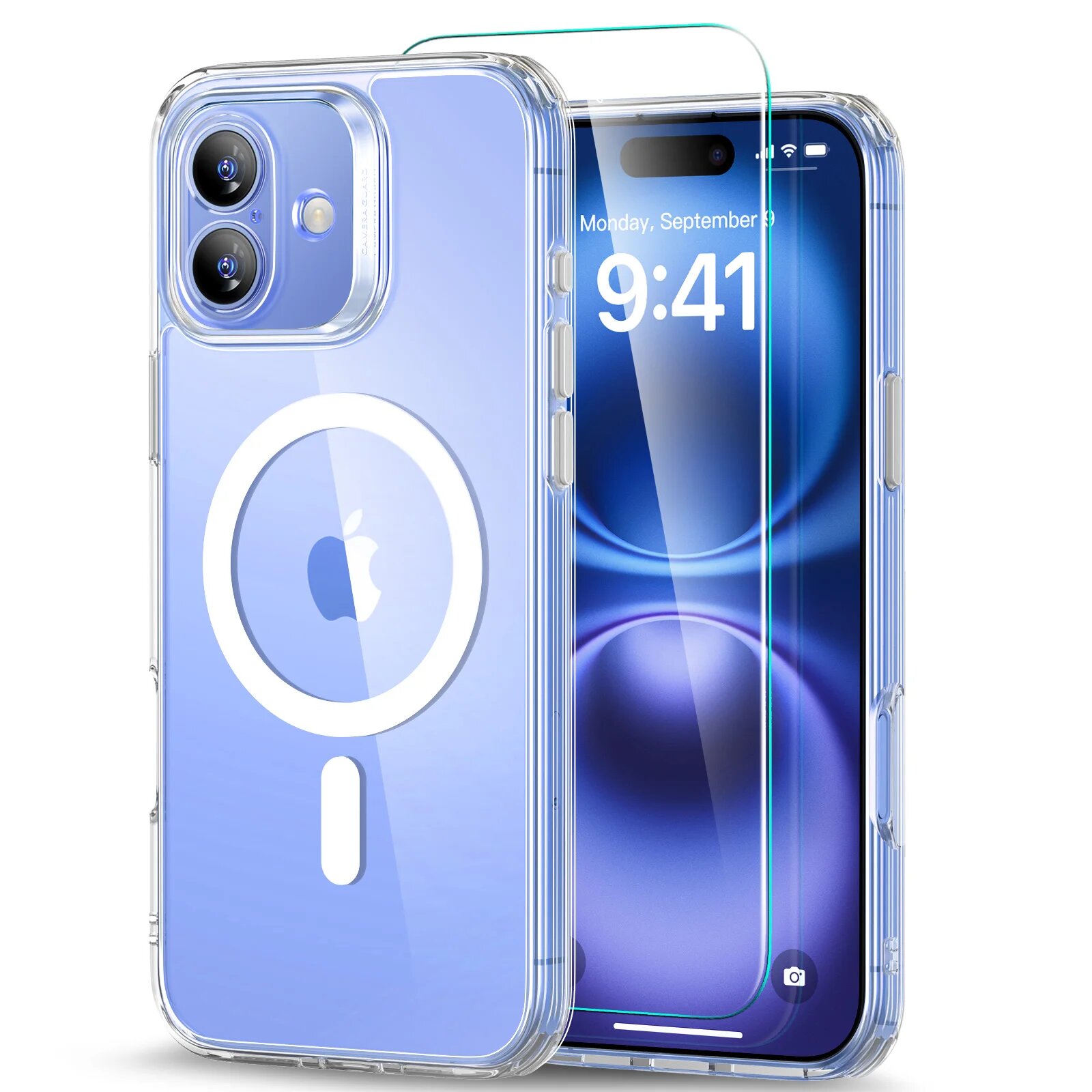 Чехол ESR MagSafe для iPhone 16/15 Pro Max с защитной пленкой для экрана iphone 14/13, полупрозрачный матовый чехол, защита военного уровня Для iPhone 16 Про, Frosted Clear Set