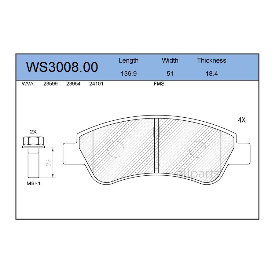 JEENICE WS300800 Колодки тормозные дисковые | перед |