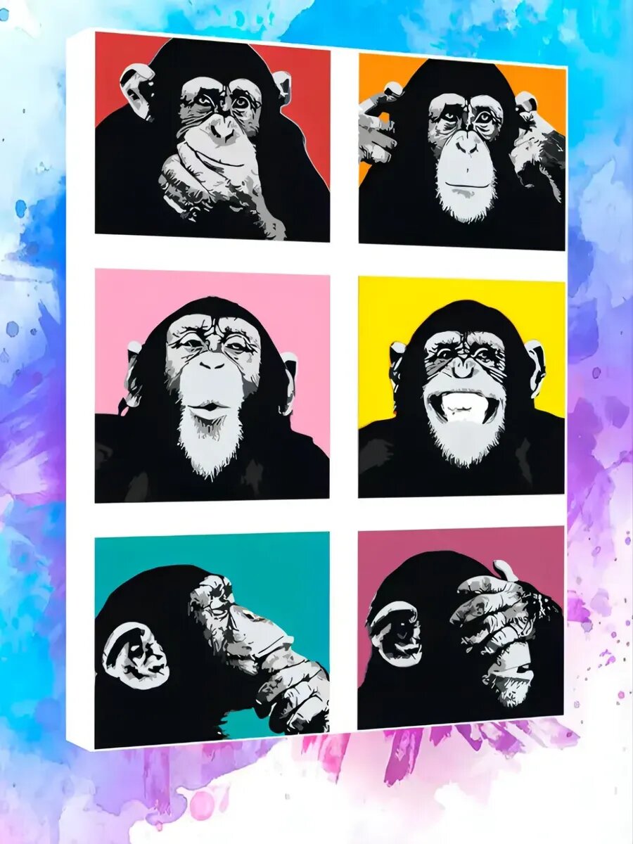 Картина по номерам Обезьяны_Поп_Арт